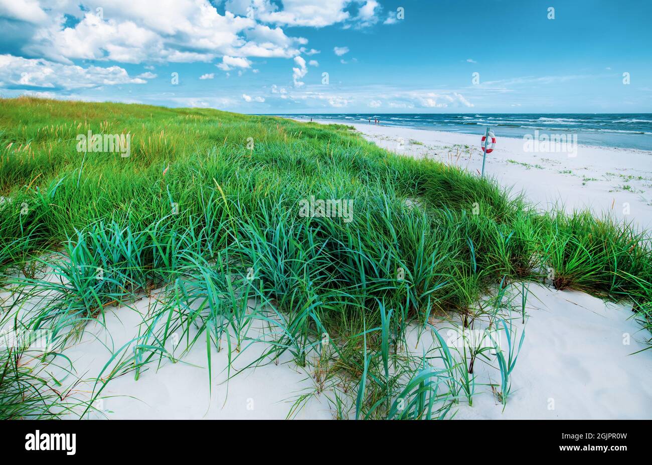 Dueodde, the white sandy beach on the south coast of Bornholm, Denmark ...
