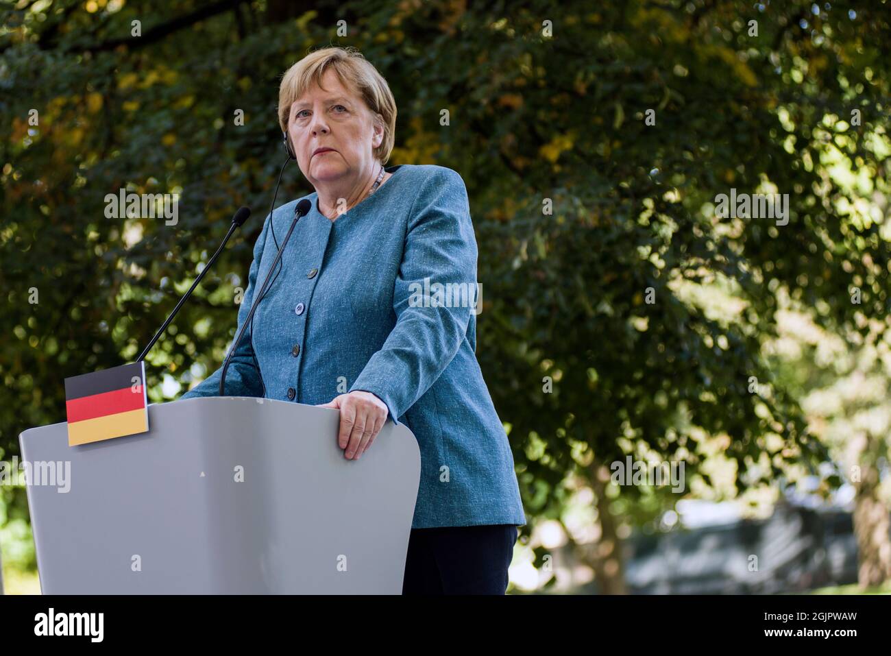 Warsaw, Poland. 11th Sep, 2021. Angela Merkel speaks during a press ...