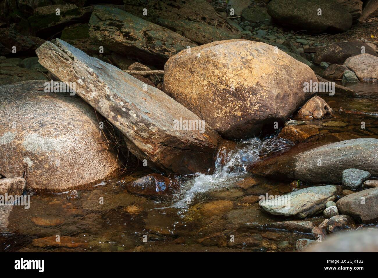 A mountain stream flowing between boulders. Cascade Stream Gorge, Sandy ...