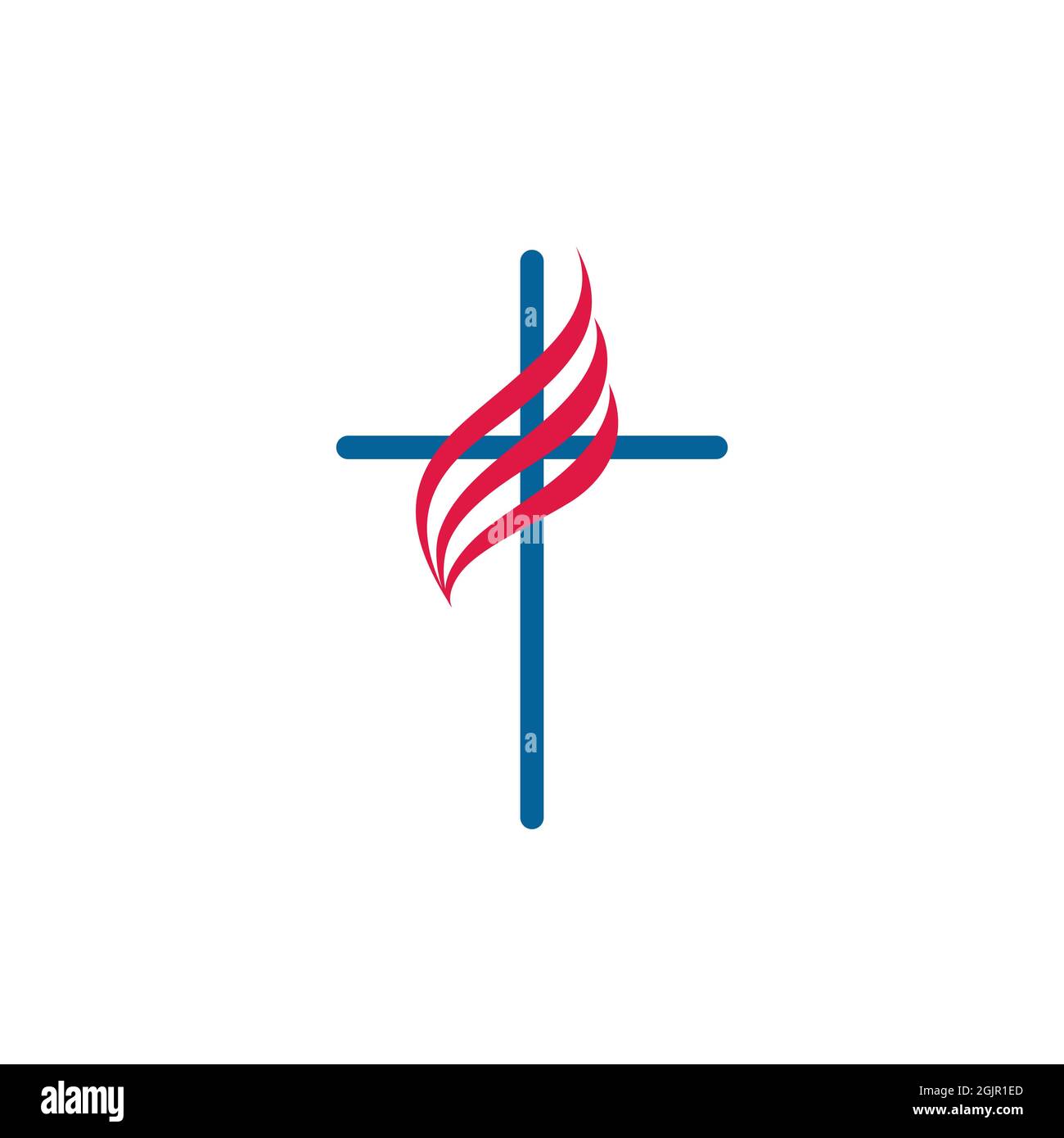 Cross with fire christian church logo. Vector icon for christian ...