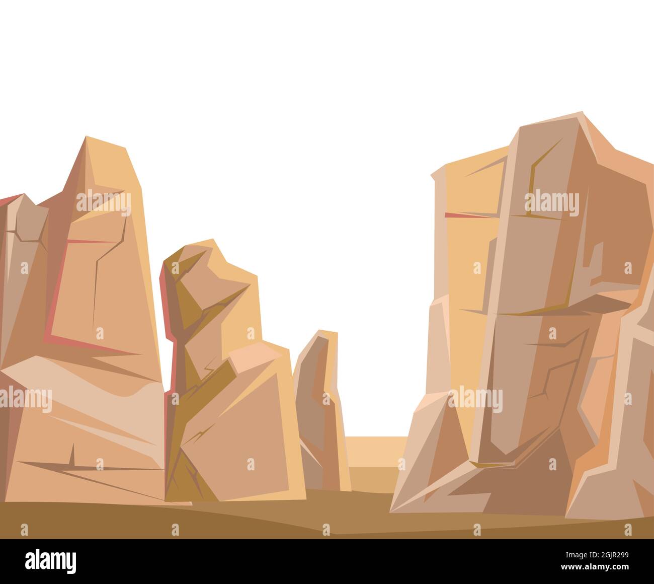 Stone brown rocky landscape. Deserted place. Rocky cliffs. Peaks of the ...
