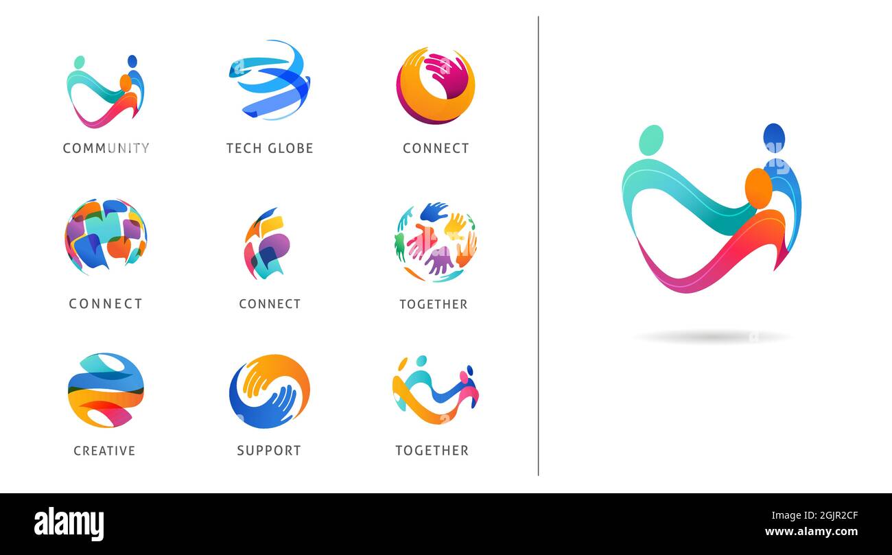 Logo set, creative, technology, biotechnology, tech icons concept ...