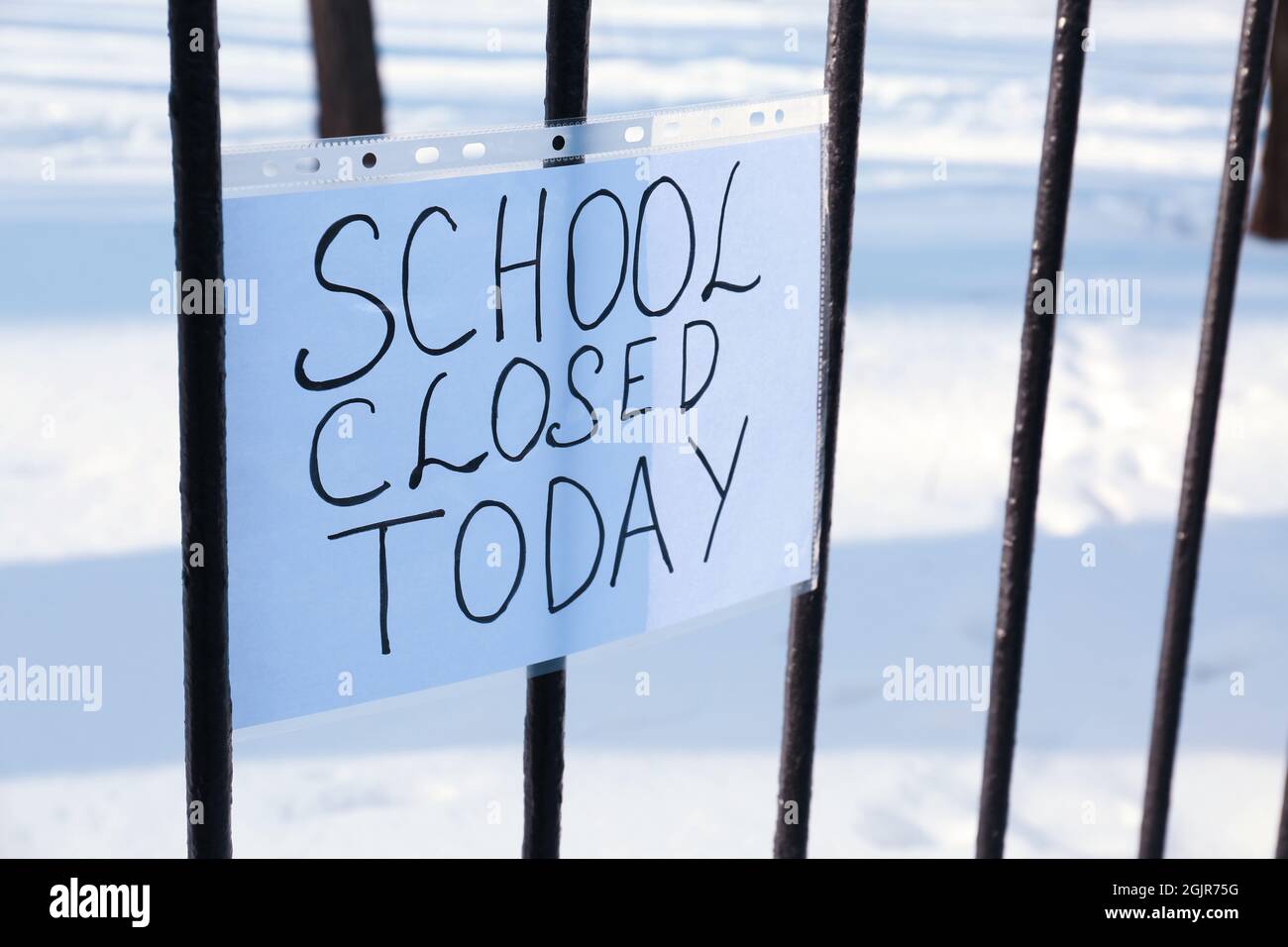 School closed due to heavy snowfall Stock Photo - Alamy
