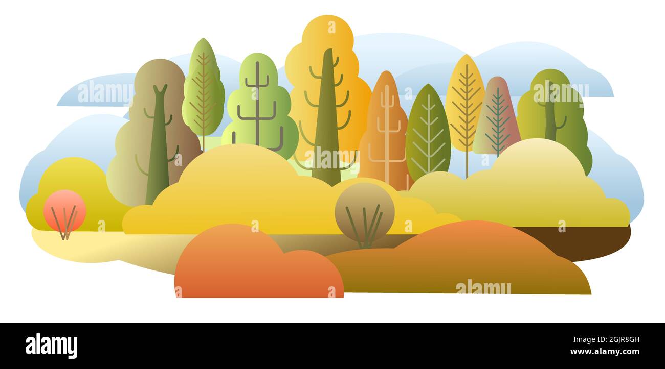 Colorful autumn bush cartoon Cut Out Stock Images & Pictures - Alamy