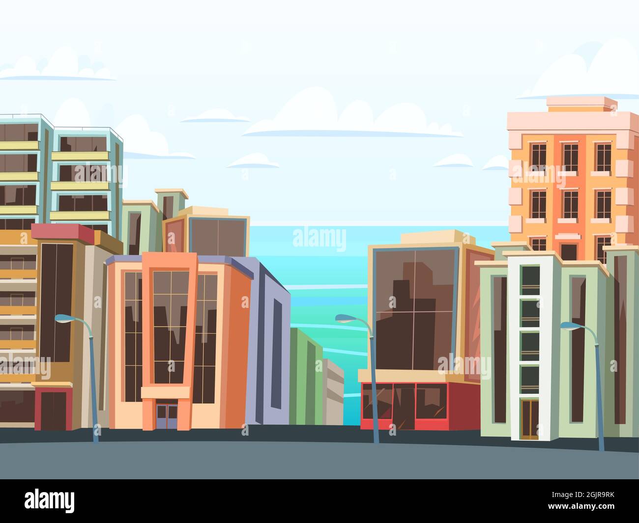 Small cozy town. Quiet residential area district. Beautiful modern ...