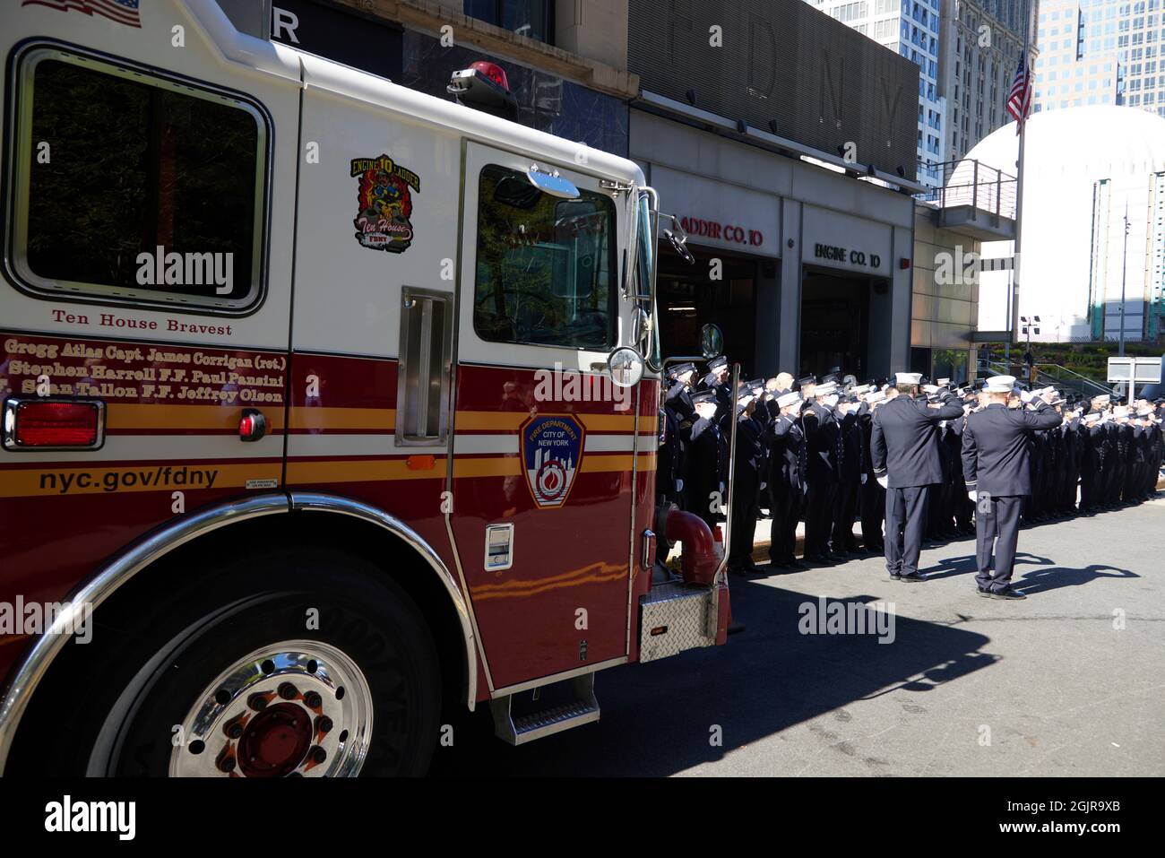 New York, New York. 11th Sep, 2021. Members of FDNY Ten House, Engine ...