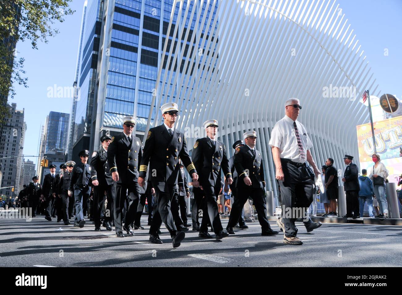 New York City, United States. 11th Sep, 2021. Uniformed NYPD and NYFD ...