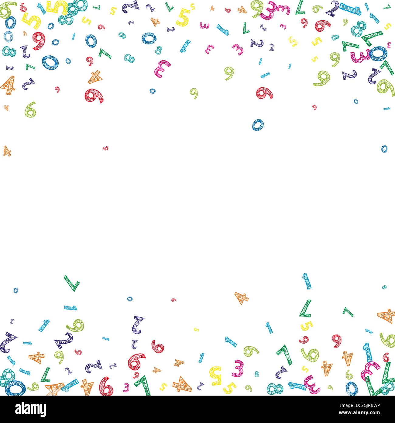 Falling colorful messy numbers. Math study concept with flying digits ...