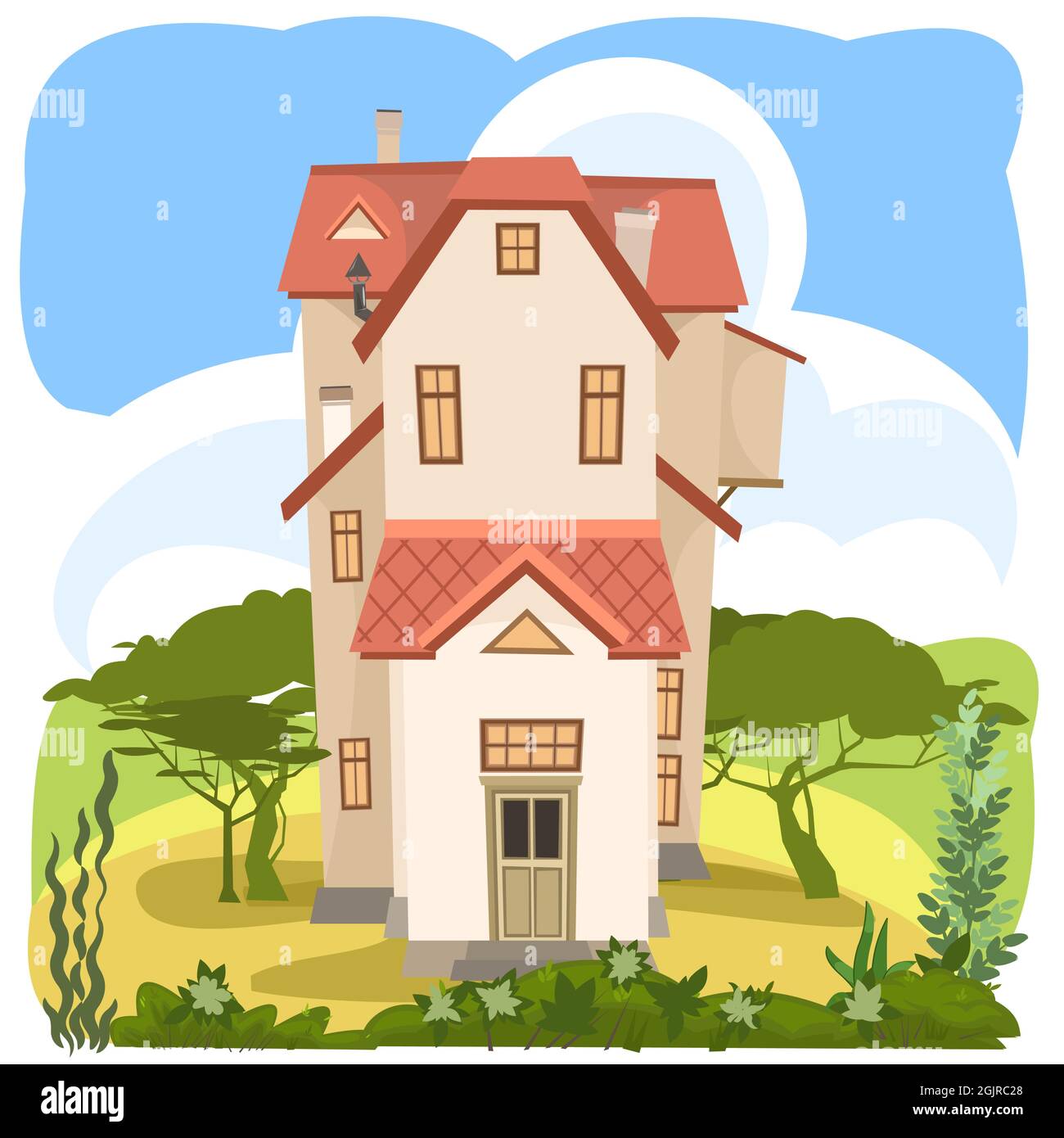 Rustic Mansion Cartoon Gnome Wooden Rustic House Fantasy World