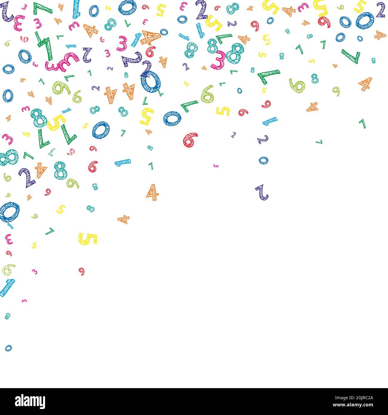 Falling colorful messy numbers. Math study concept with flying digits ...