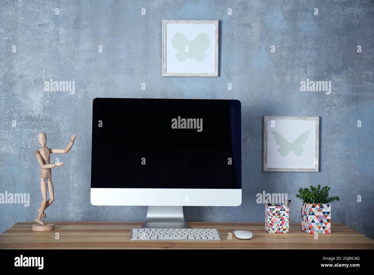 Modern designer workplace with computer Stock Photo - Alamy