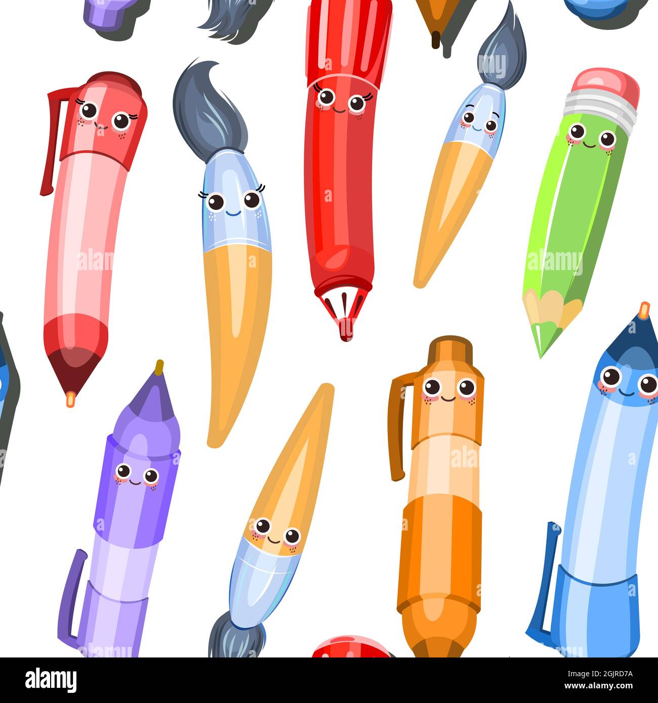 Ballpoint and gel pens. Seamless pattern. Background illustration in ...