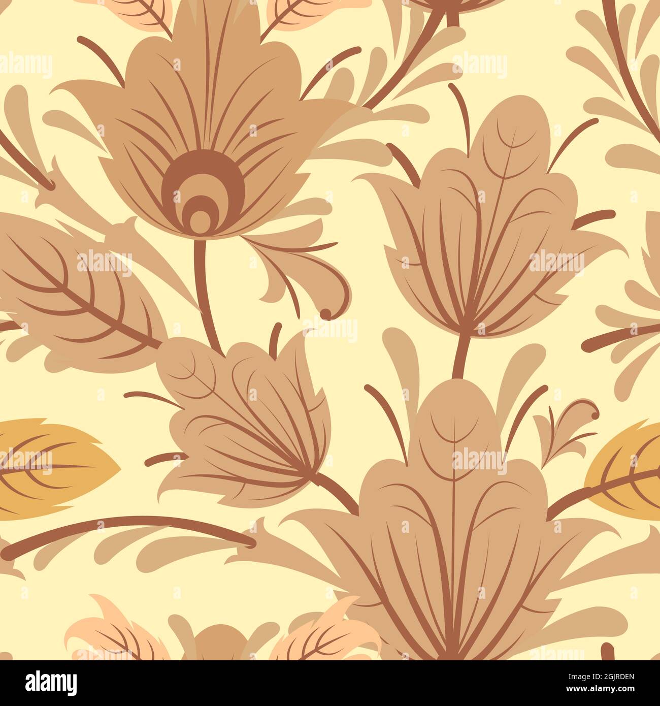 Floral ornament. Seamless pattern. Beautiful interlacing of branches ...