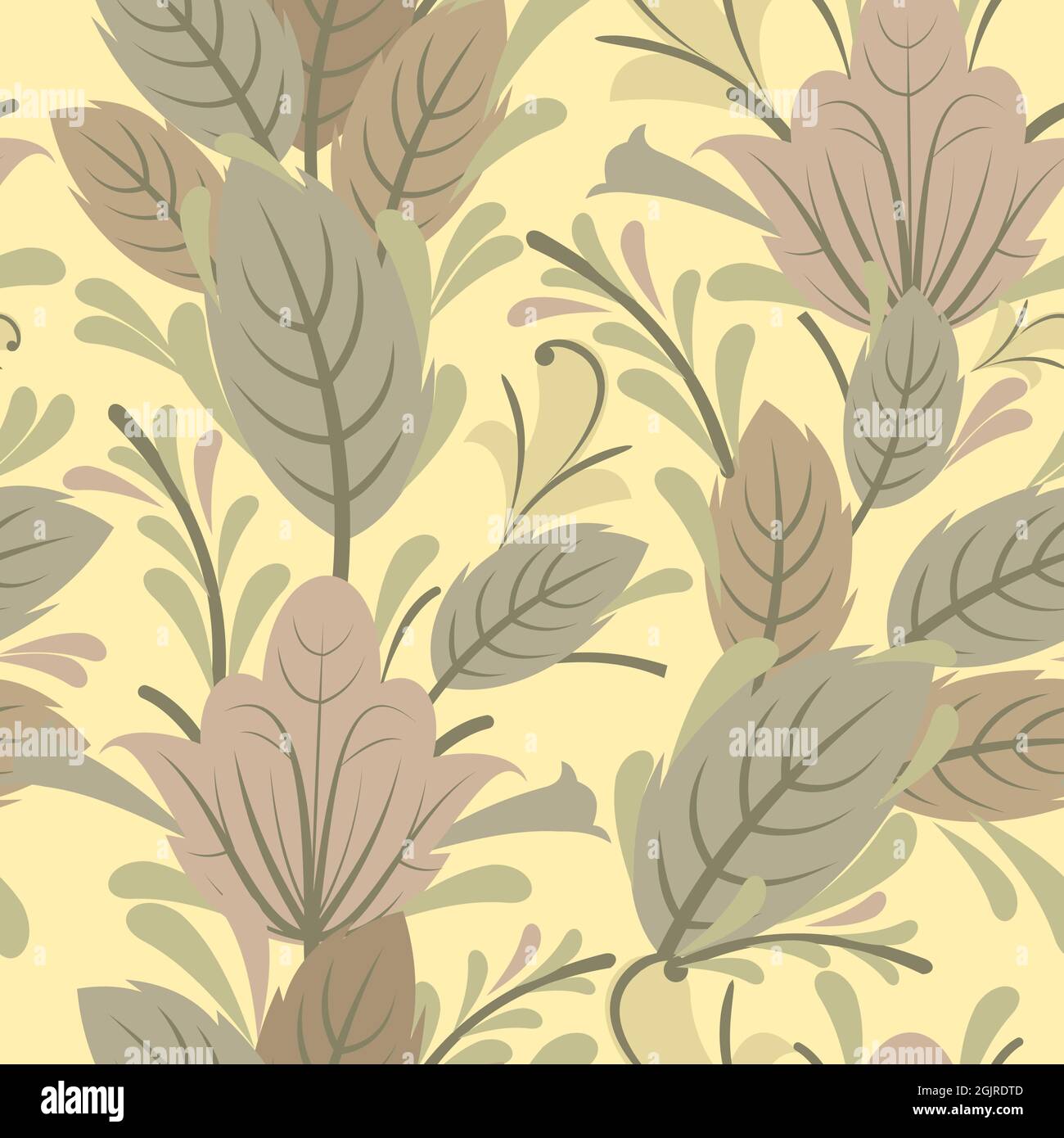 Floral ornament. Seamless pattern. Beautiful interlacing of branches ...