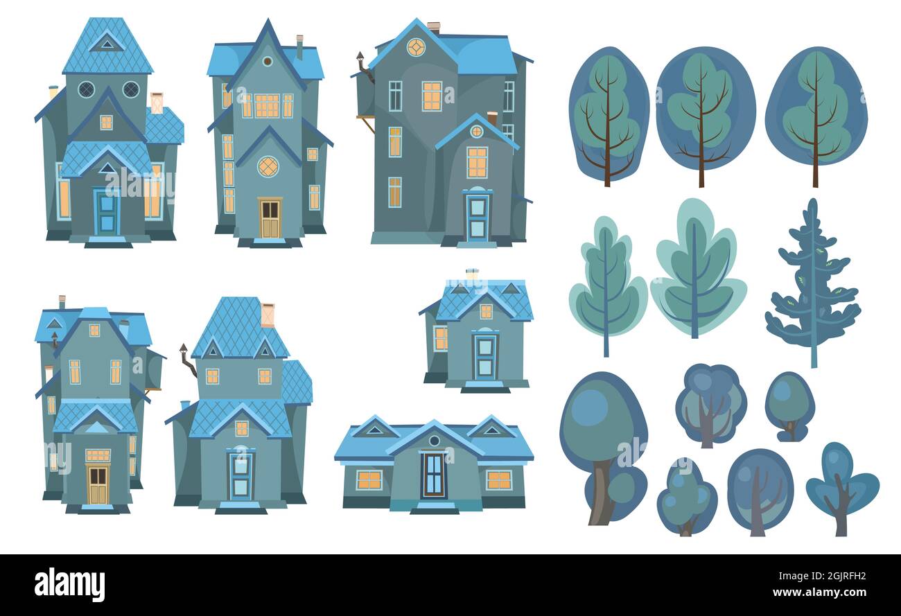 View suburban houses trees Stock Vector Images - Alamy