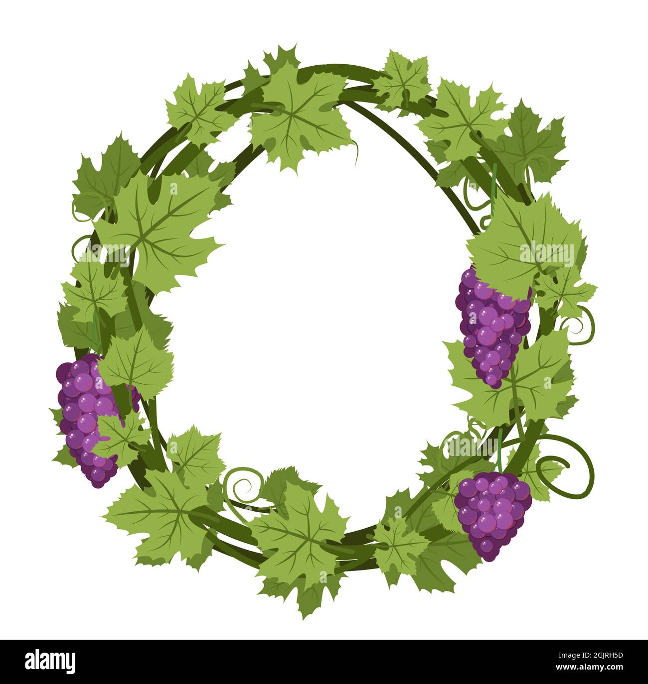 Round Frame. Vine with foliage and bunches of grapes. Viticulture and ... Round Frame. Vine with foliage and bunches of grapes. Viticulture and ...