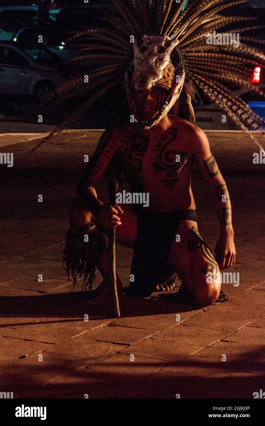 CHICHEN ITZA, MEXICO - FEB 25, 2016: Native mayan dancer performance ...