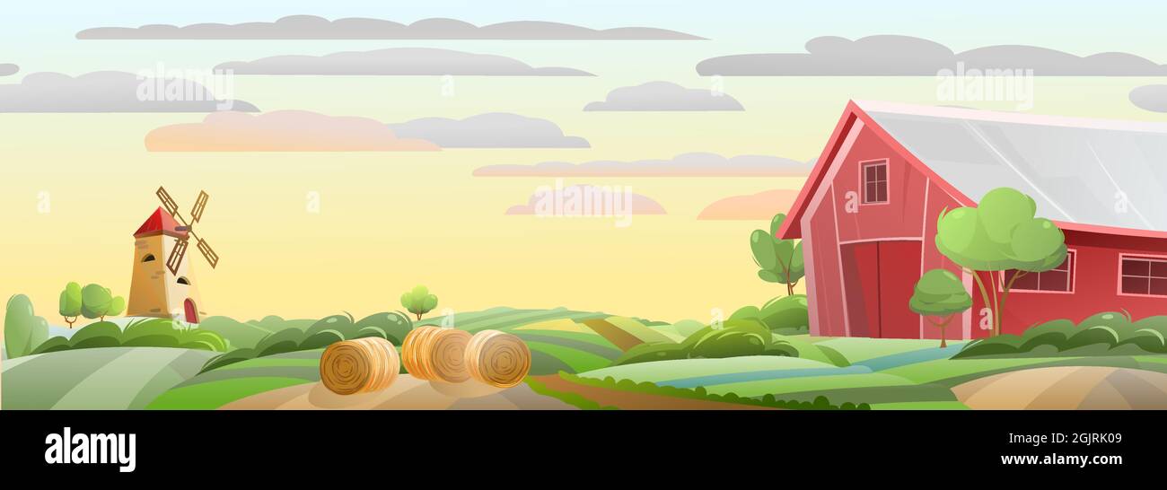 Cartoon Farm Landscape