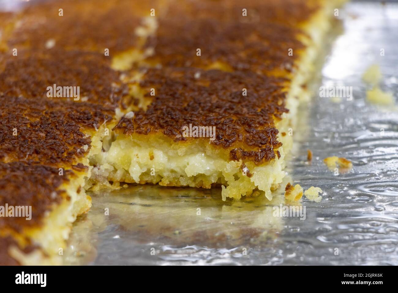 Traditional Turkish and Middle Eastern dessert: Knafeh (Turkish: Kunefe ...