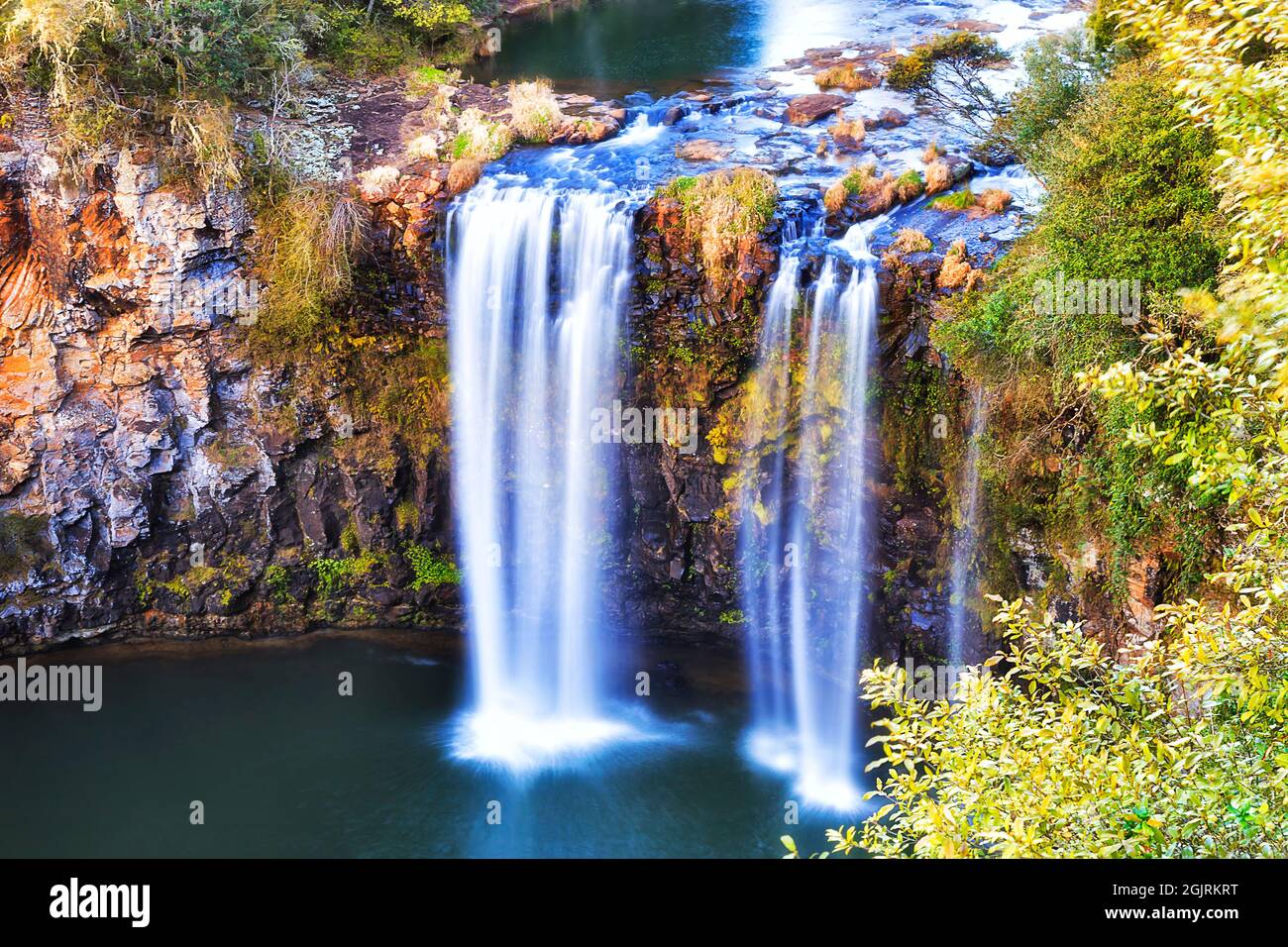 Scenic Dangar Waterfall in Dorrigo national park through basalt rocks ...