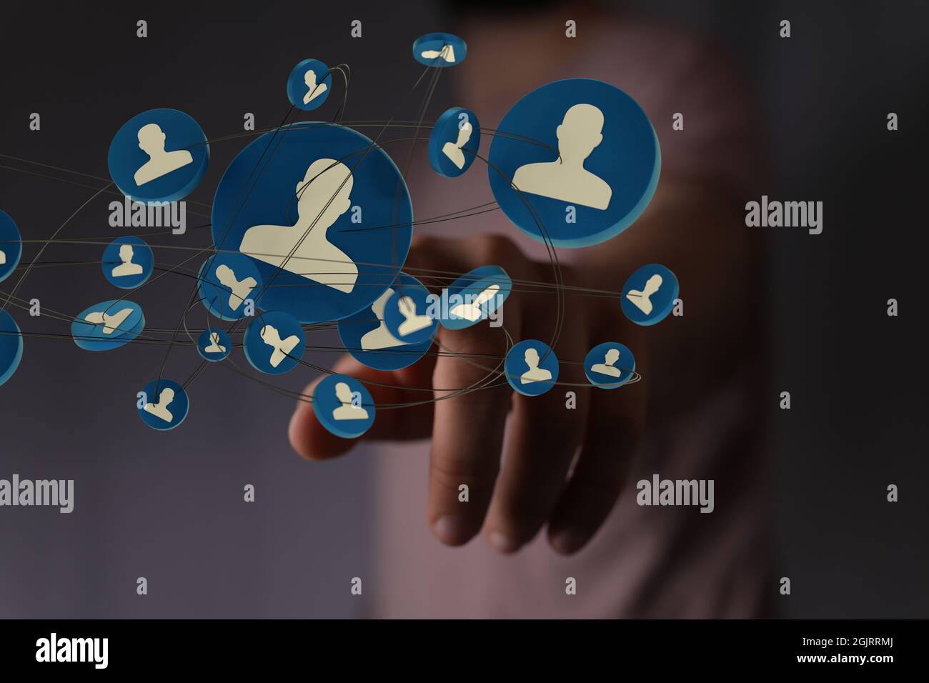 A person presenting the virtual projection of digital conference ...