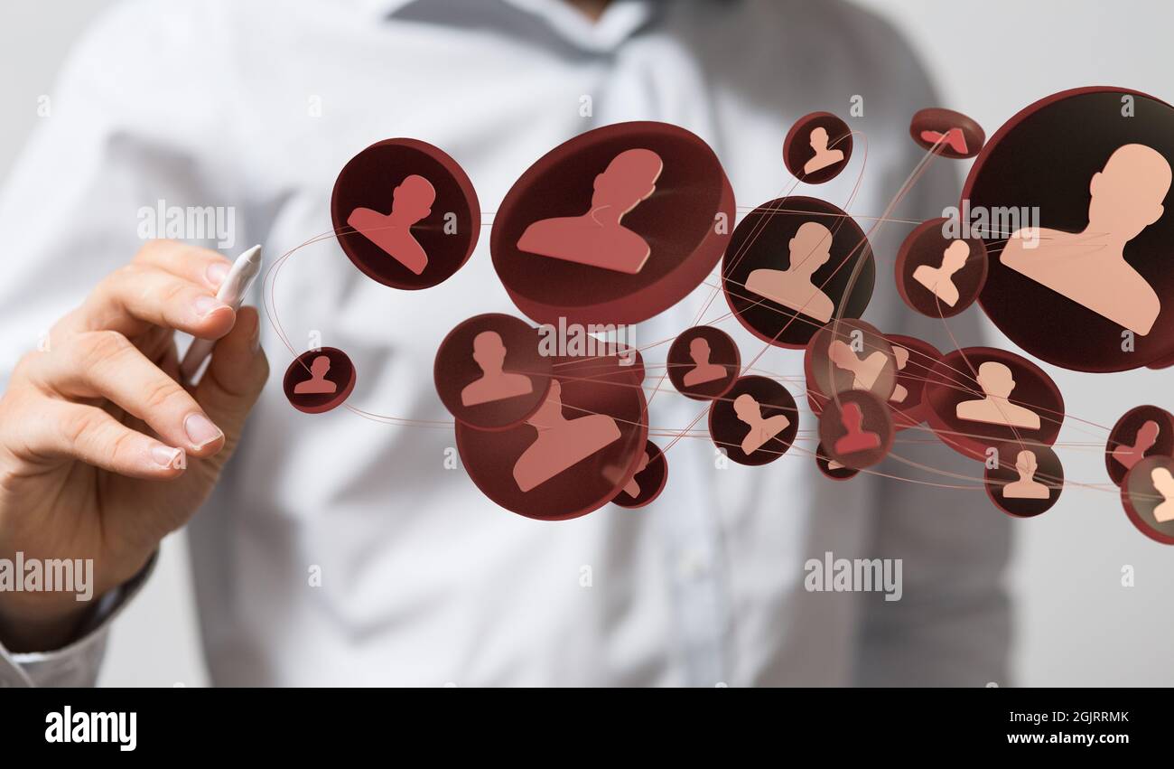 A person presenting the virtual projection of digital conference ...