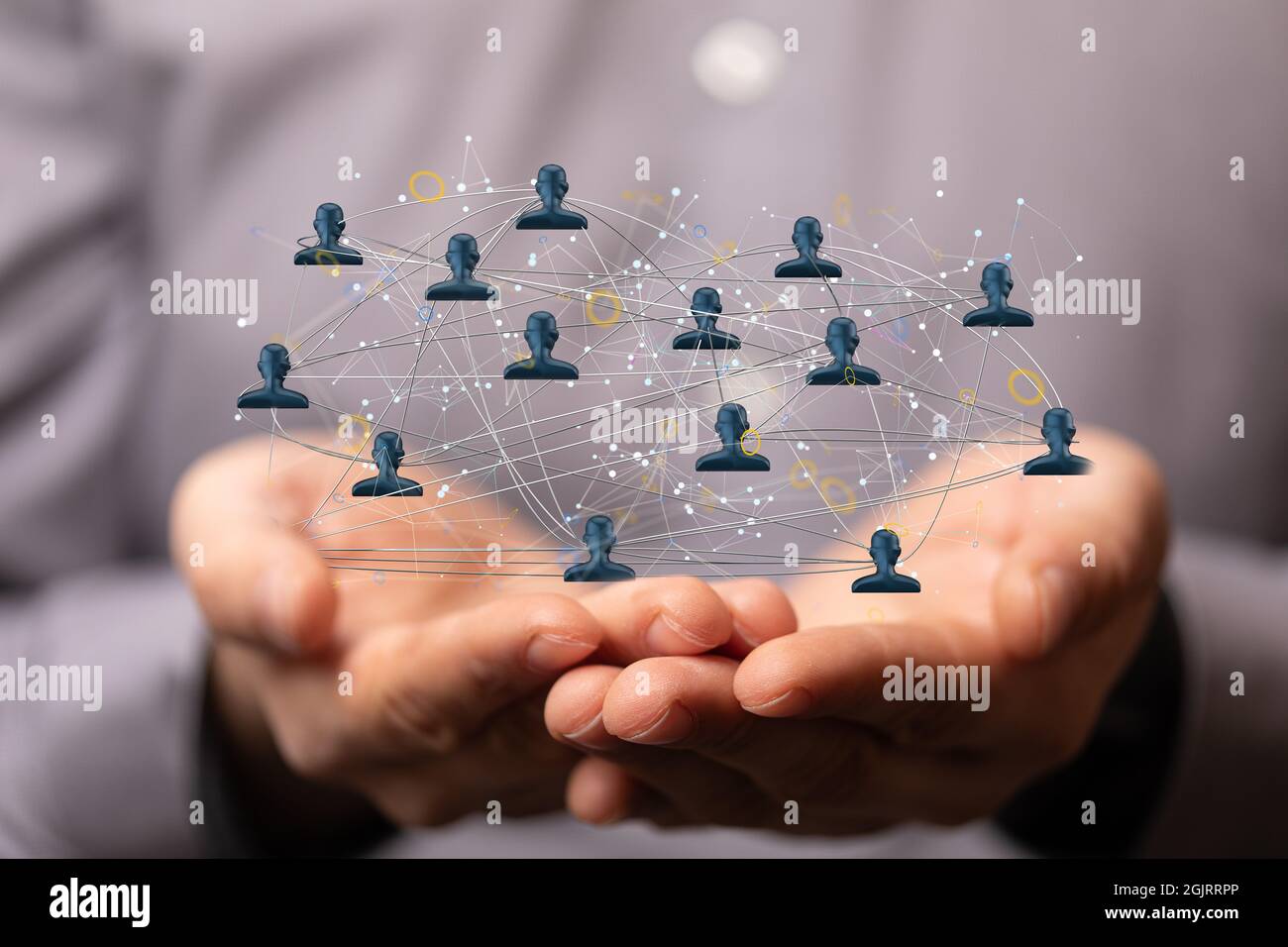 A person presenting the virtual projection of digital conference ...