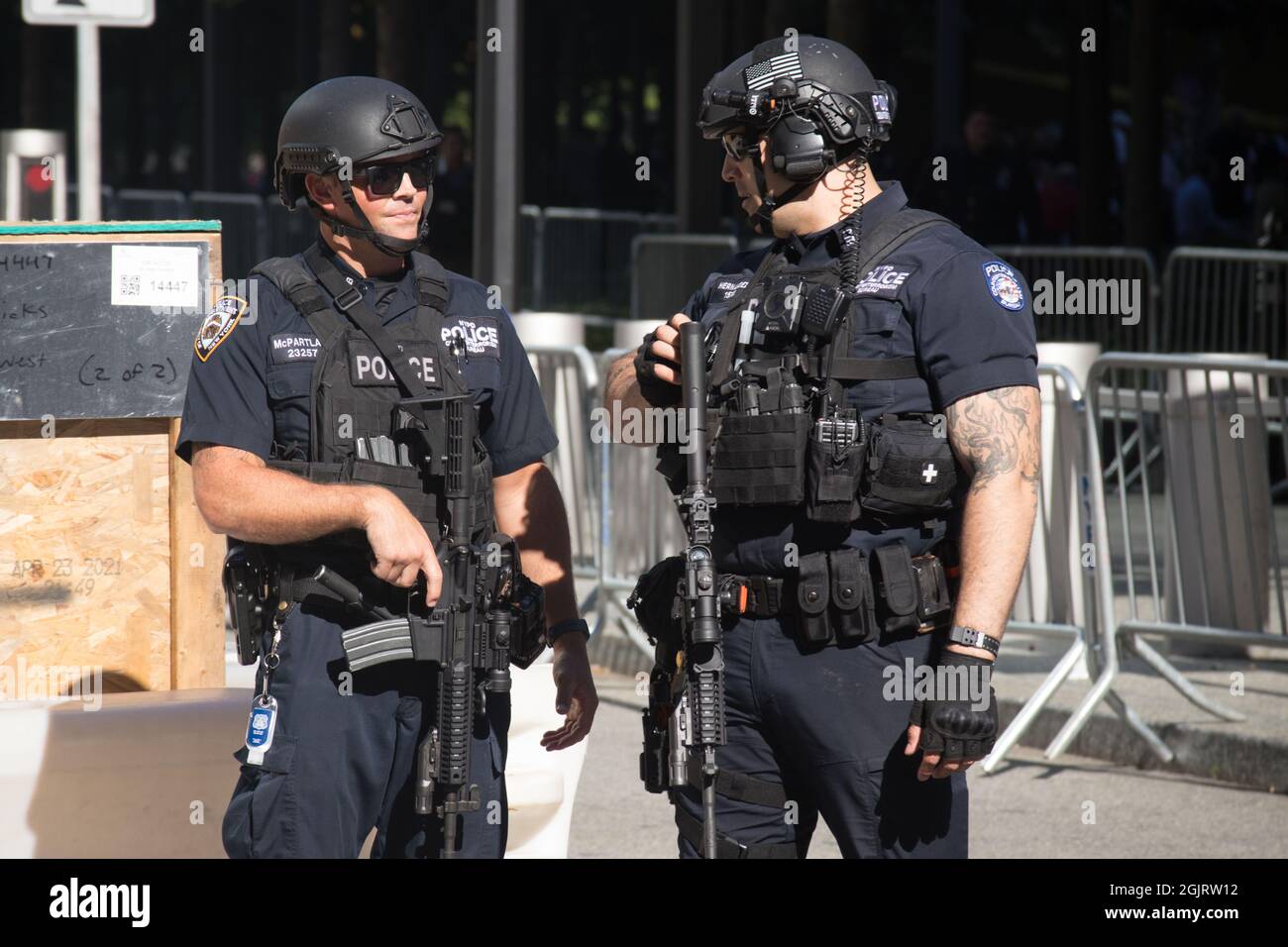 NYPD officers provide security on the 20th anniversary of the September ...