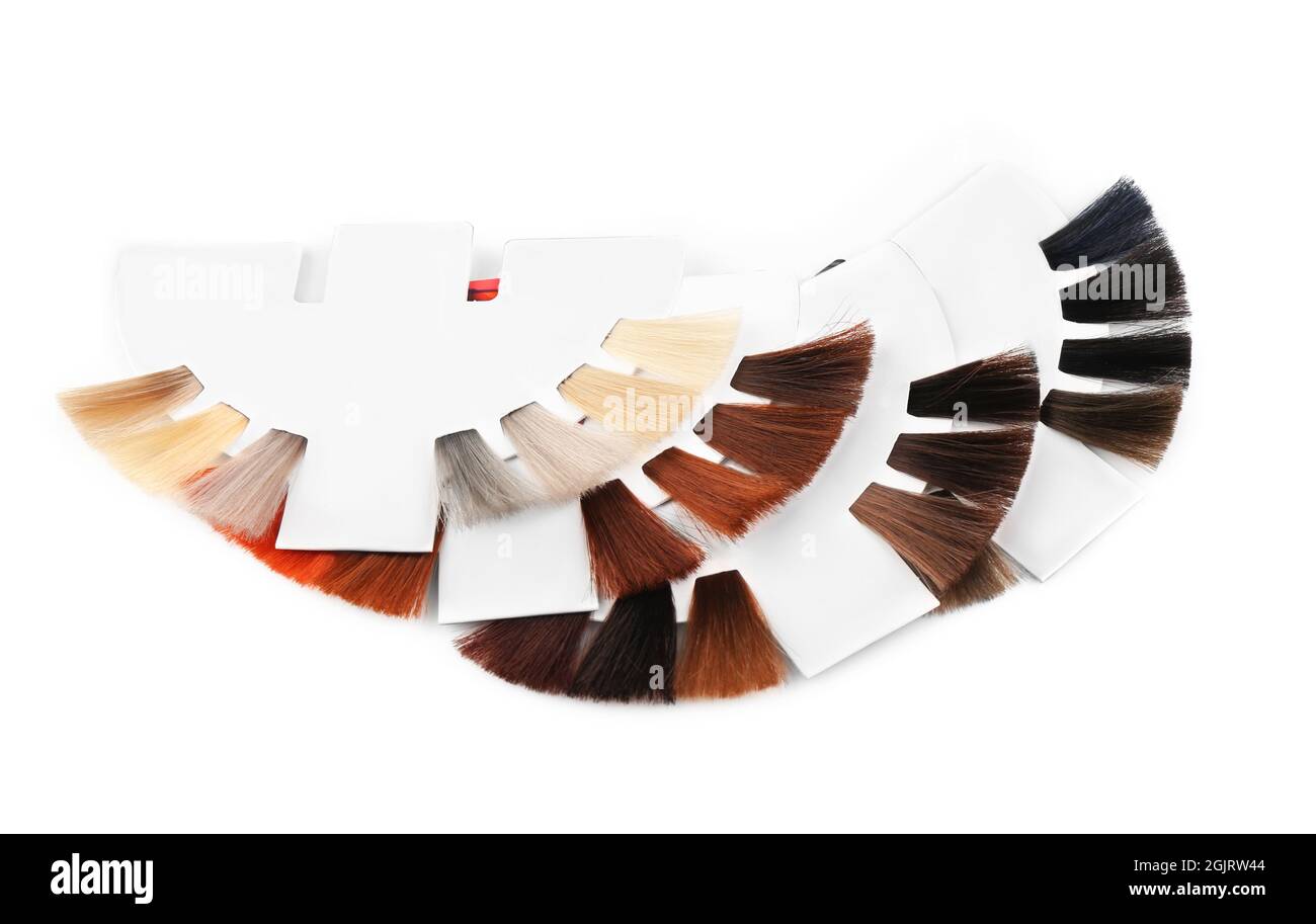 Palette of hair colors samples on white background Stock Photo - Alamy