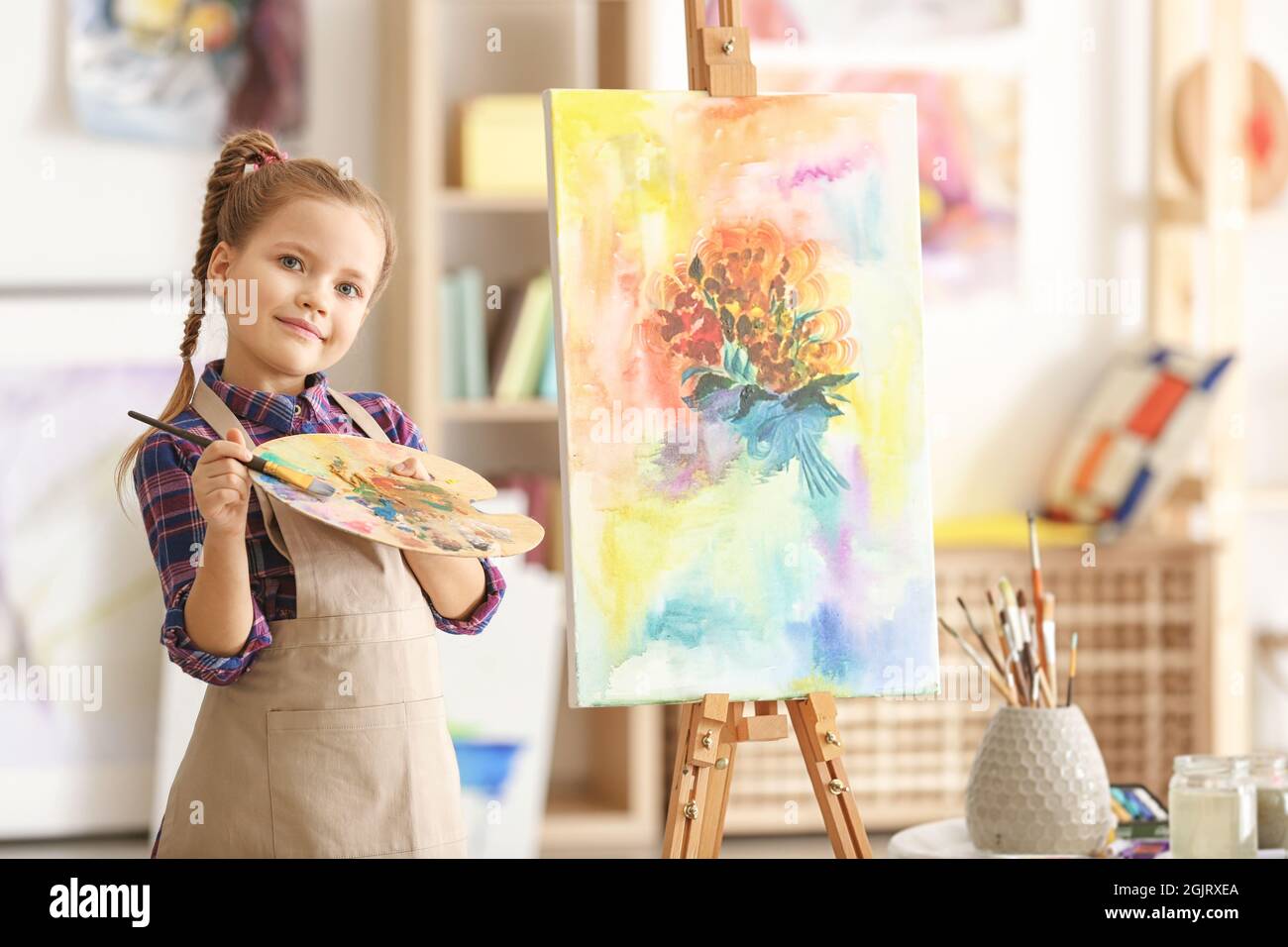 Cute little artist in studio Stock Photo - Alamy