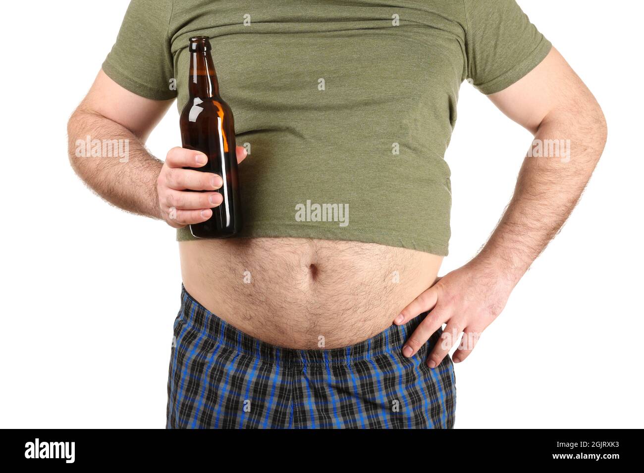 Fat man holding beer bottle hi-res stock photography and images - Alamy
