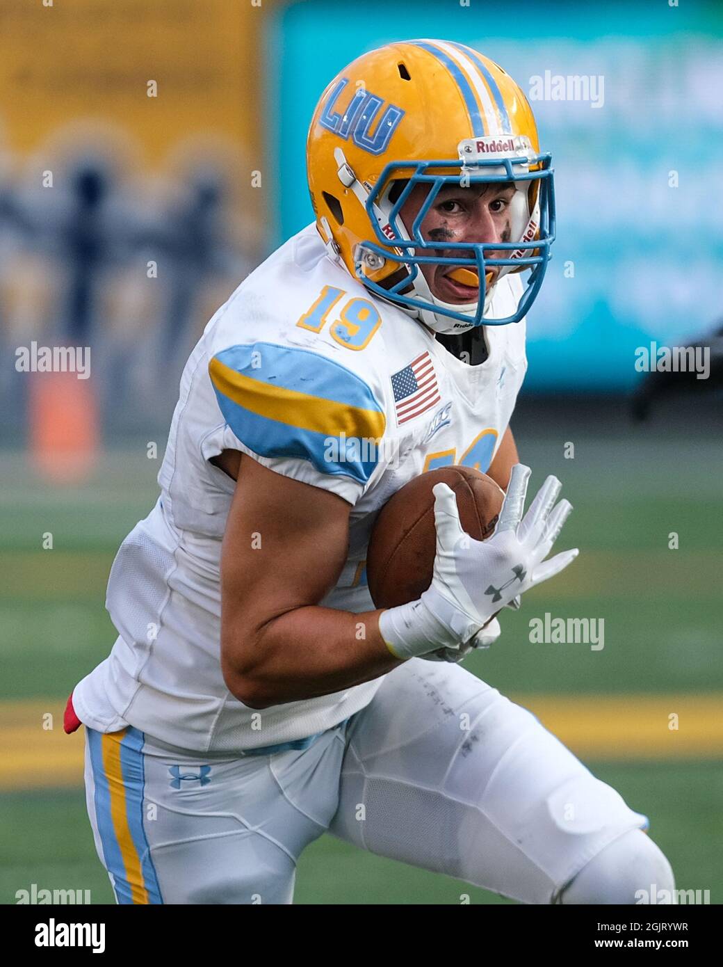 September 11, 2021: Long Island receiver Steven Chambers (19) runs ...