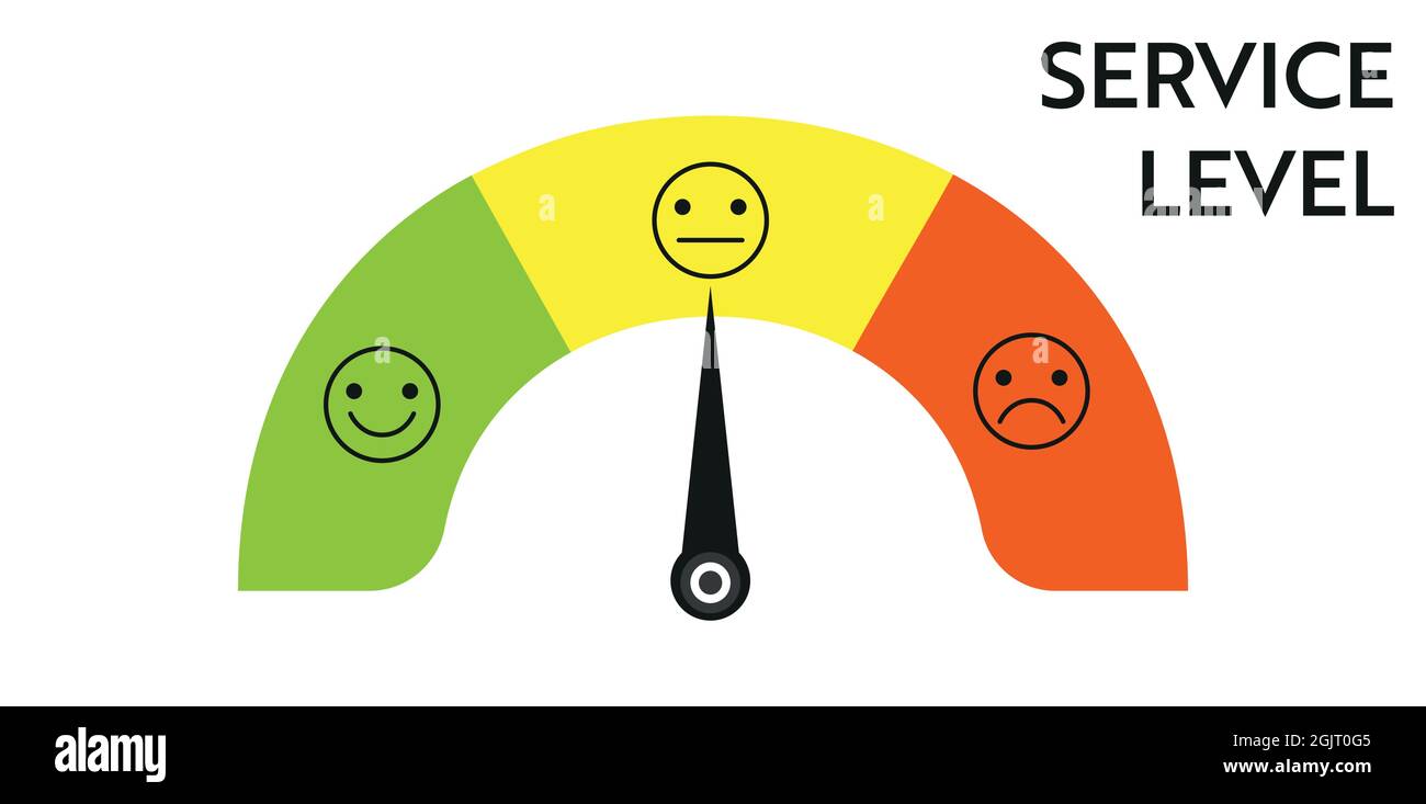 Customer satisfaction chart meter. Scale color with arrow. Abstract ...