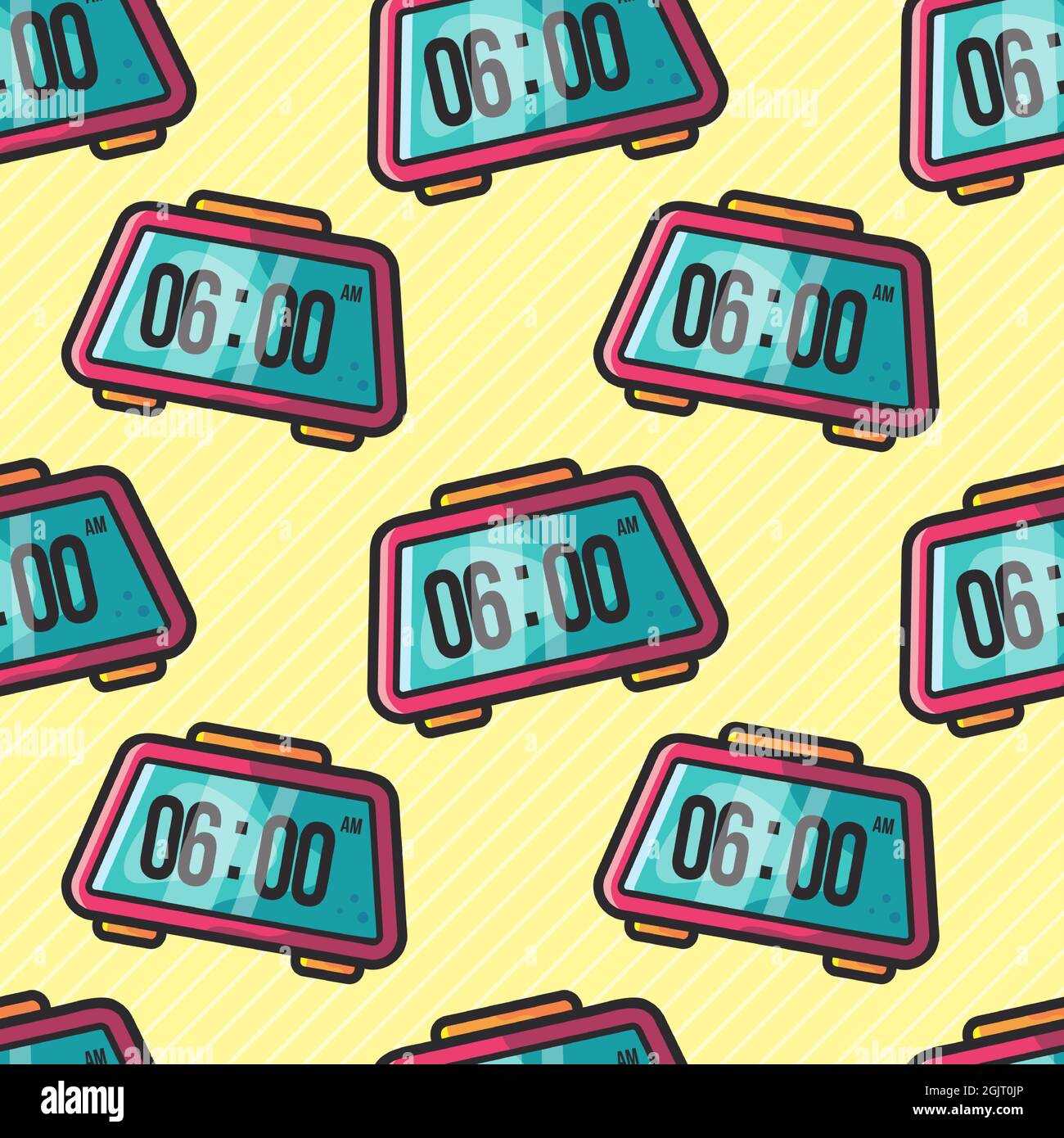 alarm clock seamless pattern vector illustration Stock Vector Image ...