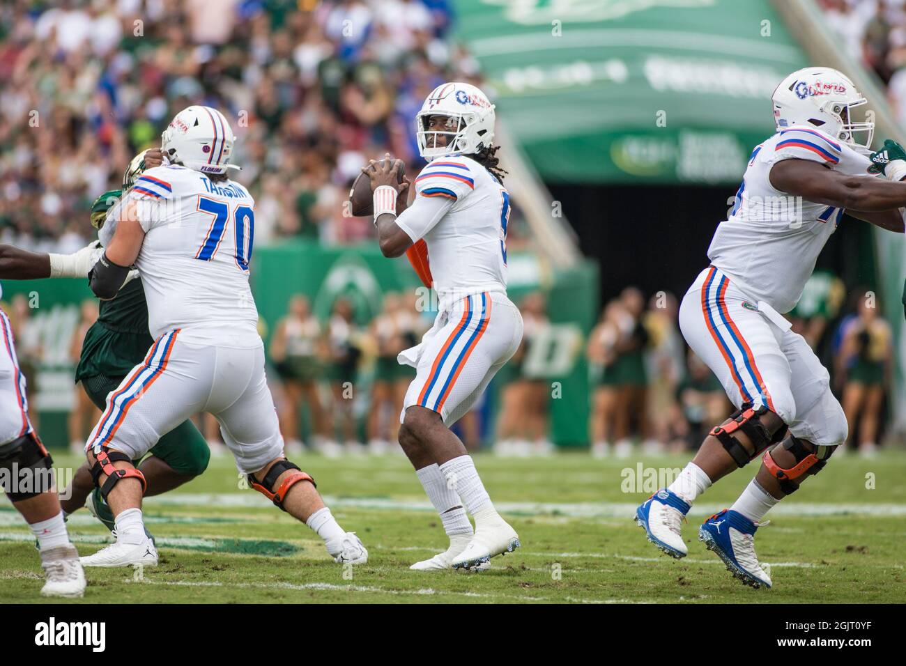 September 11, 2021: Florida Gators quarterback Emory Jones (5) controls ...