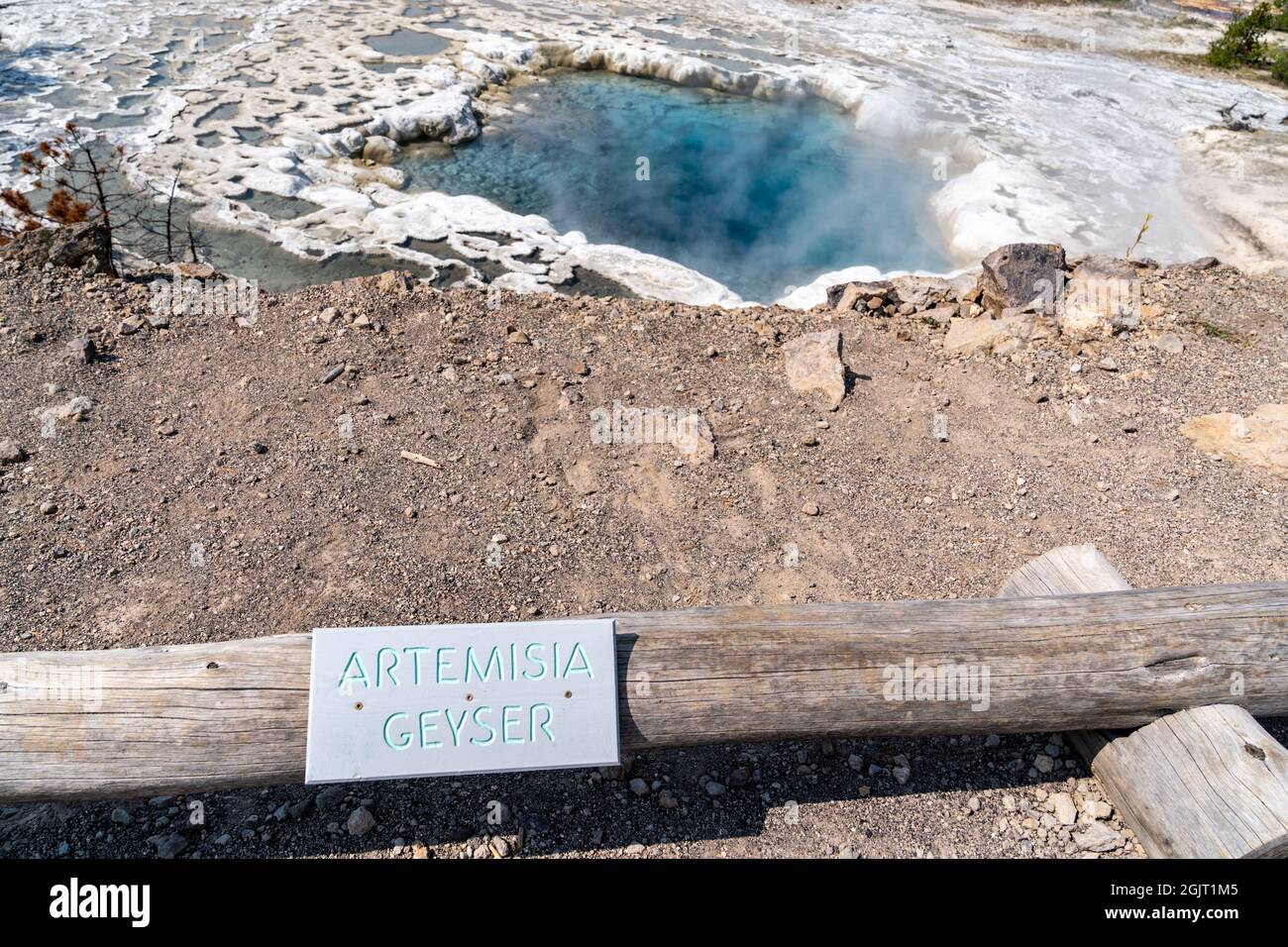 Sign for Artemisia Geyser in Yellowstone National Park Stock Photo - Alamy