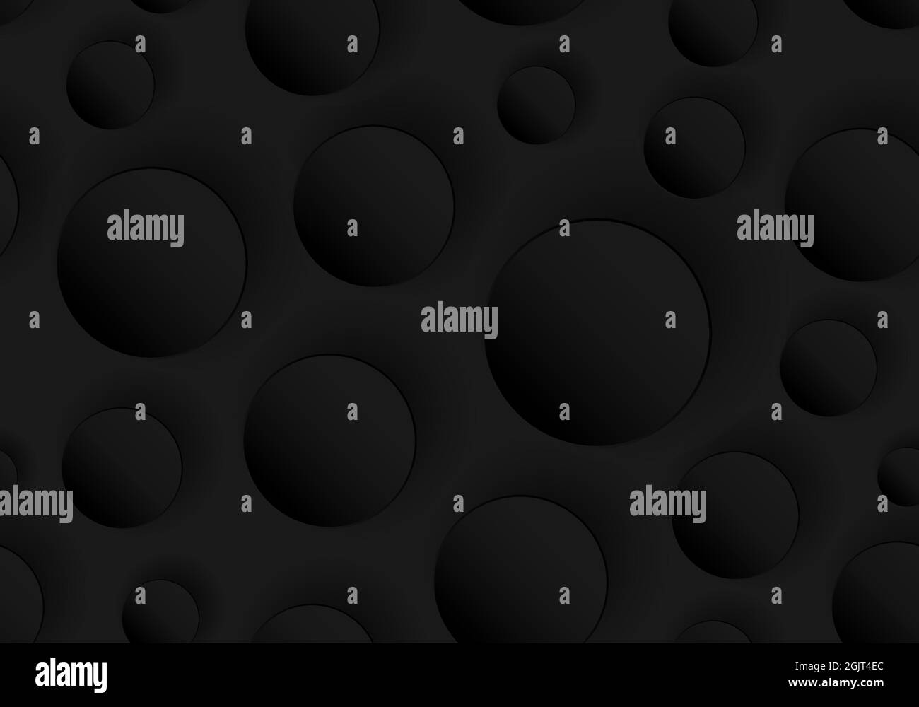 3D black circles embossed seamless pattern on dark background and rough ...