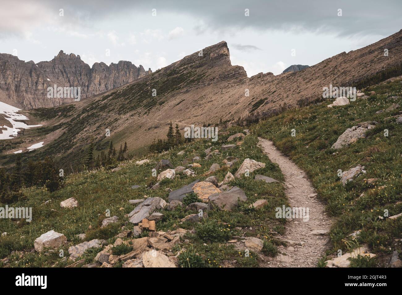 Rocky Peaks Surrounding Piegan Pass in Glacier National Park Stock ...