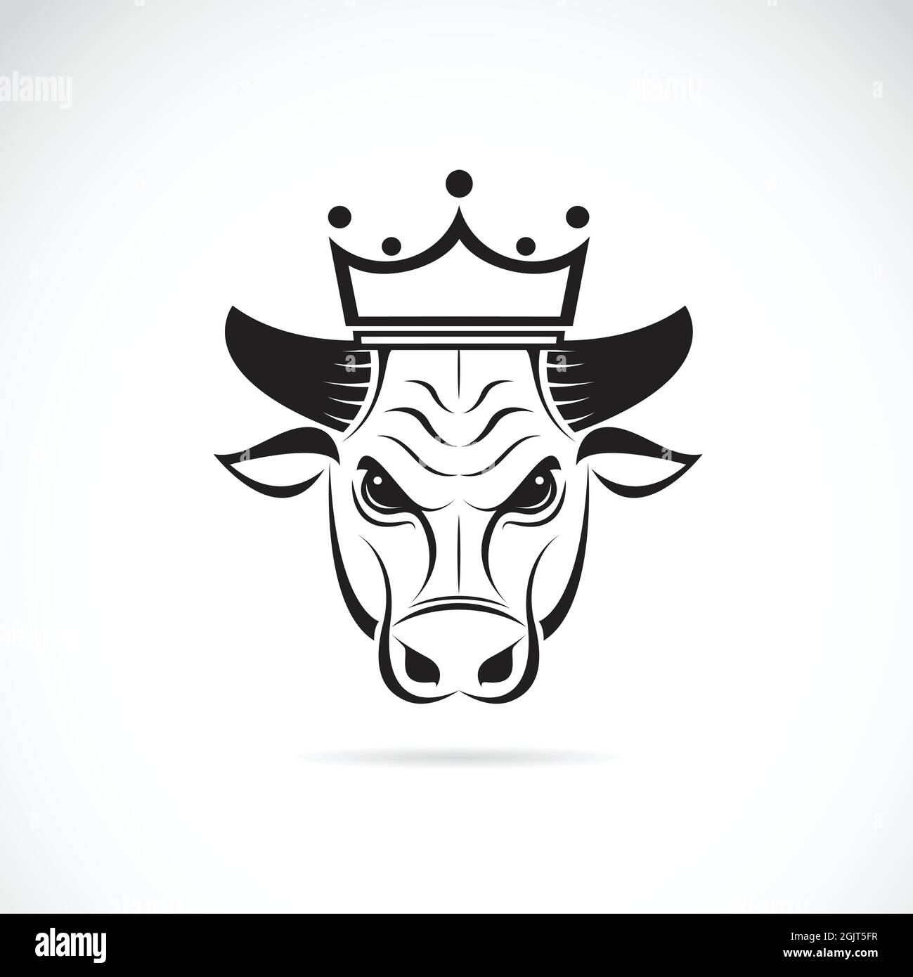 Vector image of a bull head wearing a crown on white background. Easy ...
