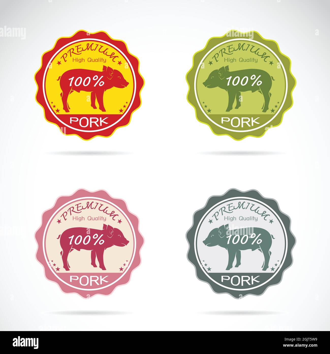 Set of vector pig label on white background. Easy editable layered ...