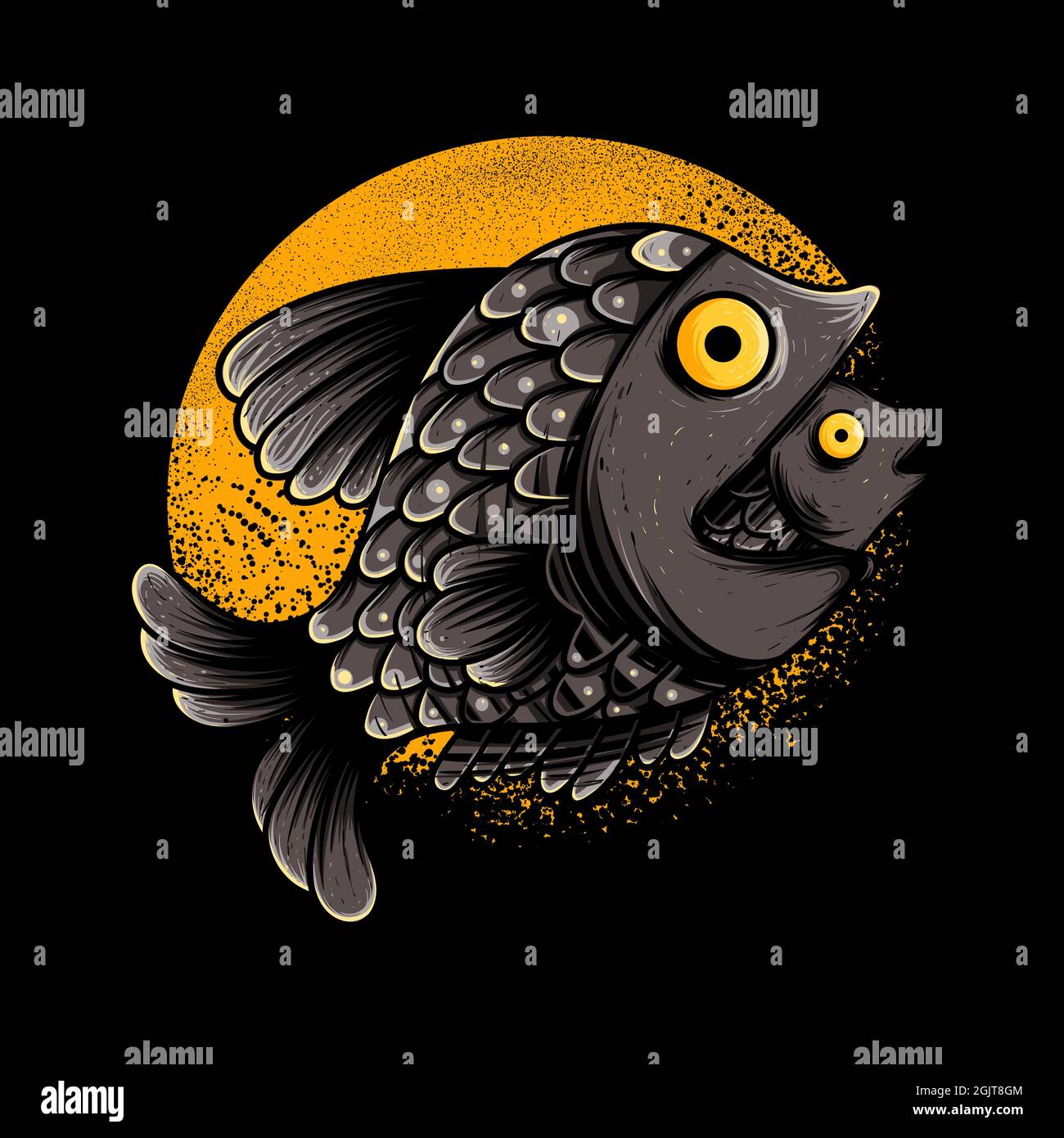 FISH MOON FOR CHARACTER, ICON AND STICKER Stock Vector Image & Art - Alamy