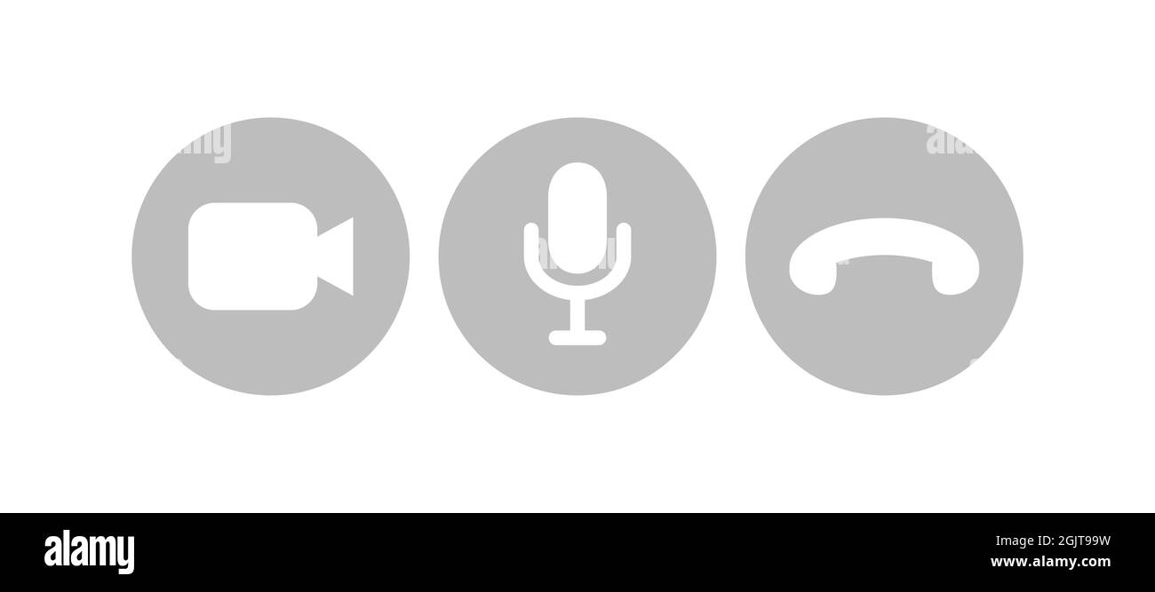 Virtual hangouts icons for conference call. Video, sound and call icons ...