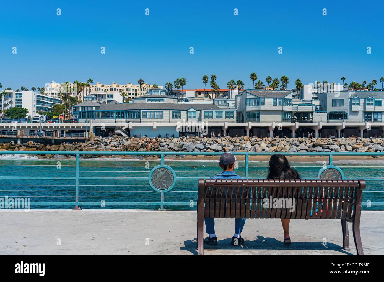 Sunny view of the Redondo Beach Pier at Los Angeles, California Stock ...