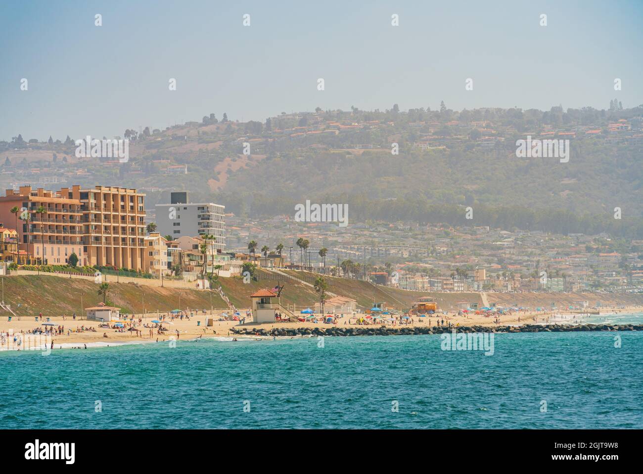 Sunny view of the Redondo Beach at Los Angeles, California Stock Photo ...