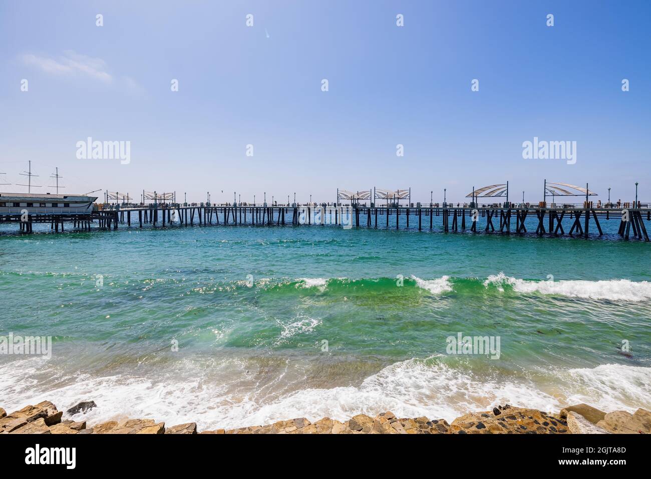Sunny view of the Redondo Beach Pier at Los Angeles, California Stock ...
