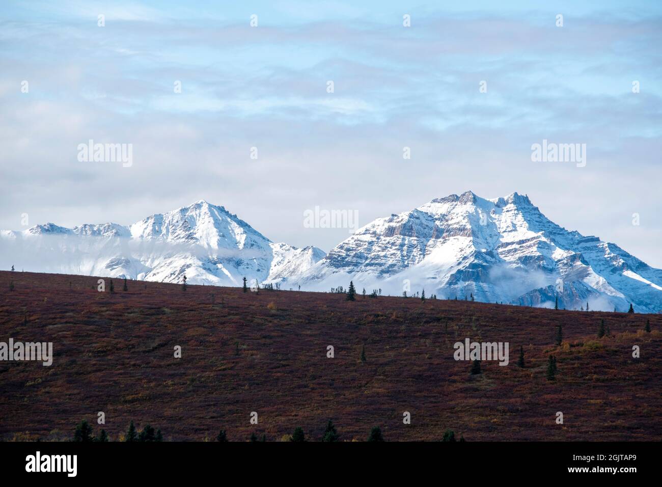 Mt. Denali can be seen from the Mountain Vista walking area in Denali ...
