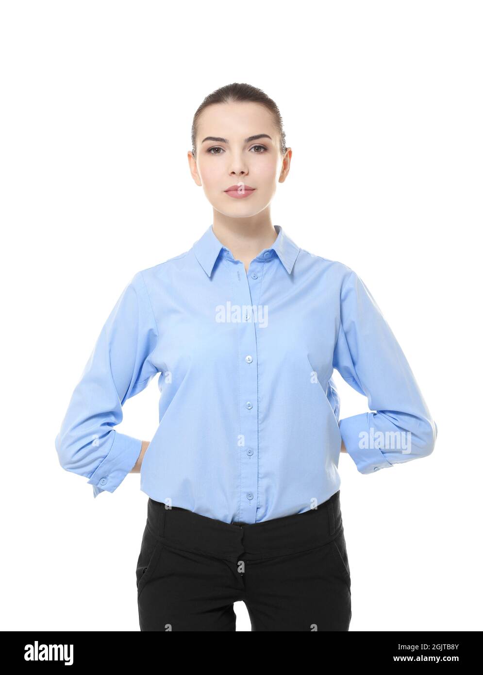 Beautiful security guard on white background Stock Photo - Alamy