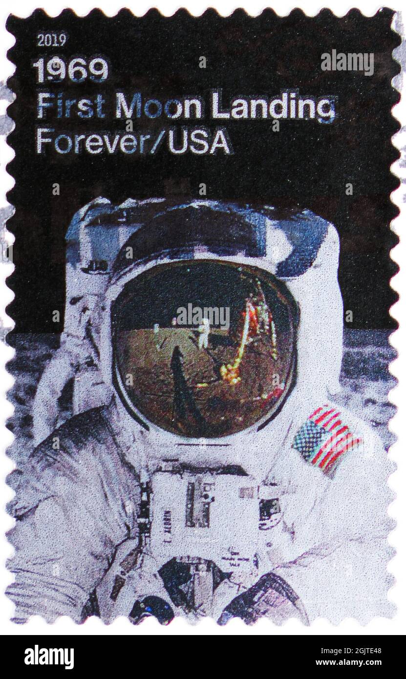 MOSCOW, RUSSIA - JUNE 09, 2021: Postage stamp printed in USA shows Buzz ...