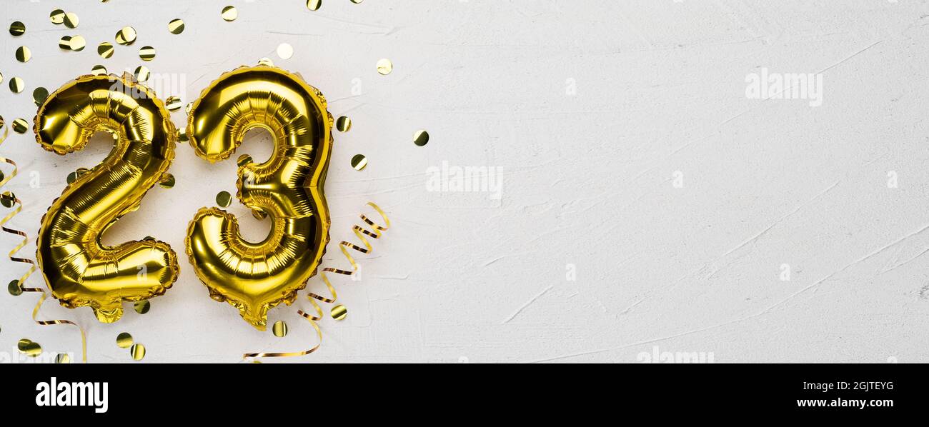 golden foil balloon number twenty three. Birthday or anniversary card ...