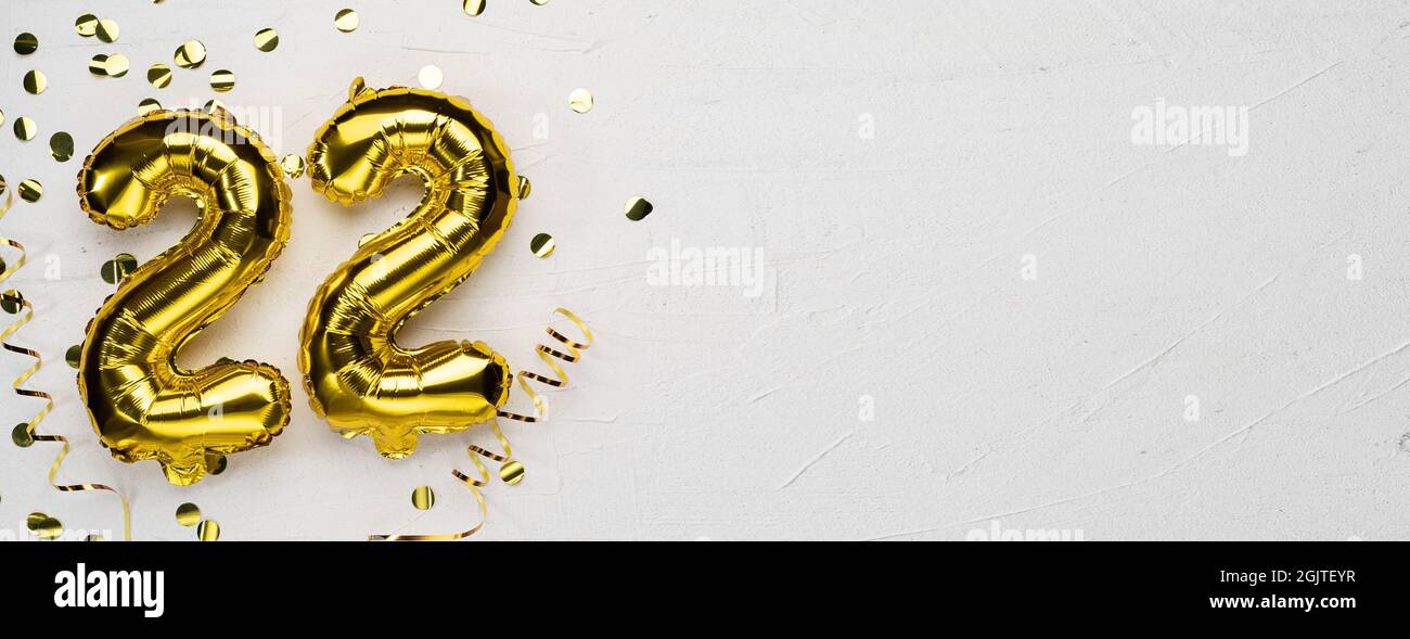 golden foil balloon number twenty two. Birthday or anniversary card ...